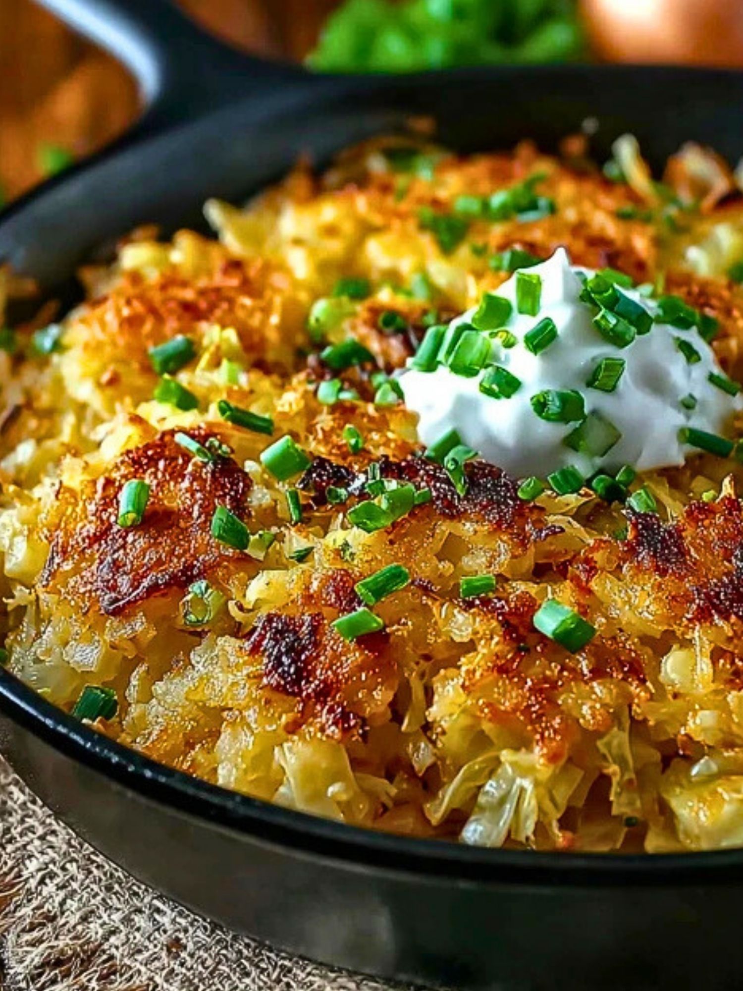 Irish Cheddar & Cabbage Hash Brown Skillet – Taste Bursts